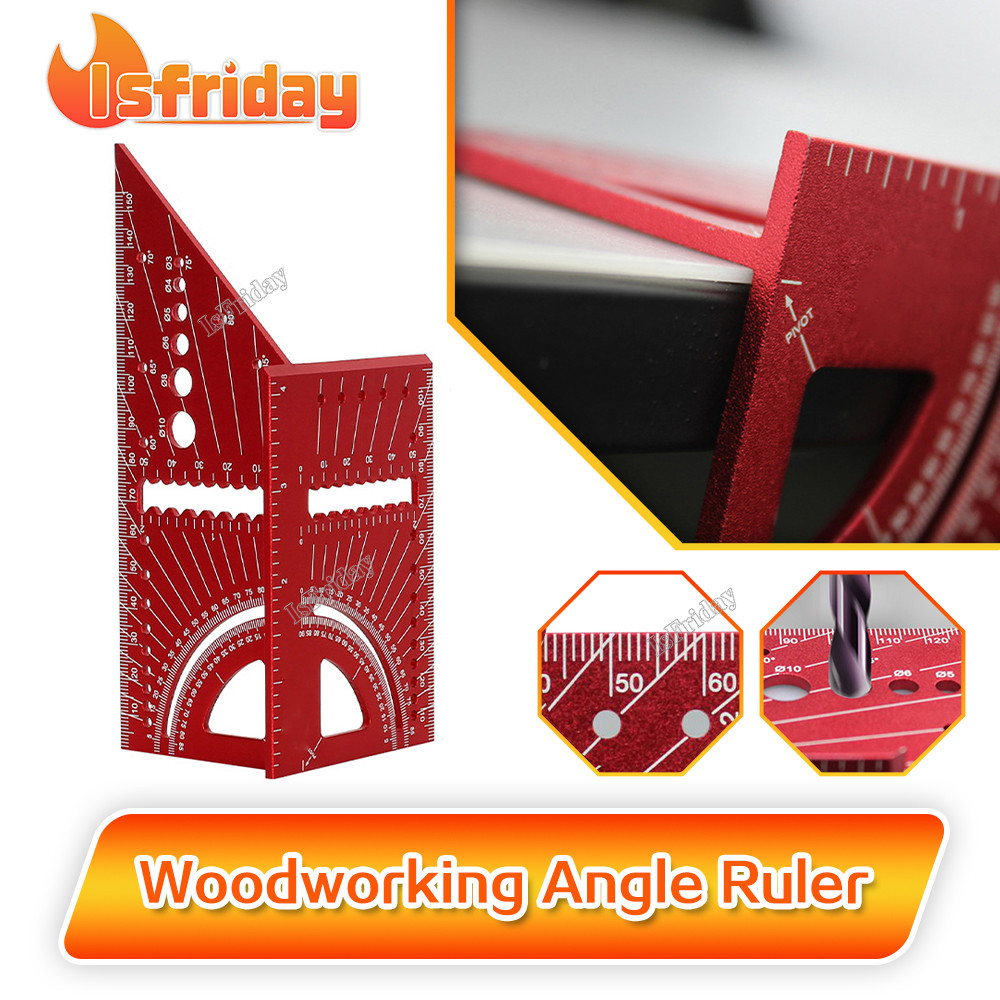 Jual Aluminum Alloy Woodworking Angle Ruler Line Drawing Device 3D ...