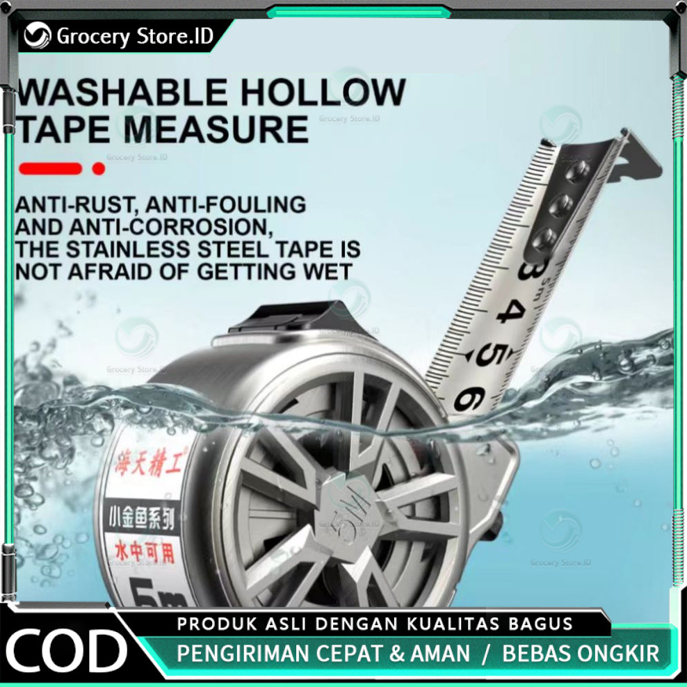 Jual Meteran 5 meter air anti karat pita baja tahan measuring tape waterproof rust-proof ...