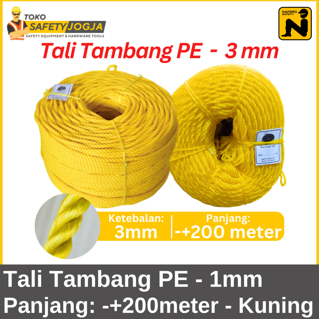 Jual Tali Tambang Plastik 3 MM PE KOMPAS Panjang -+200 METER Tali Layang Layang Tali Pertanian ...