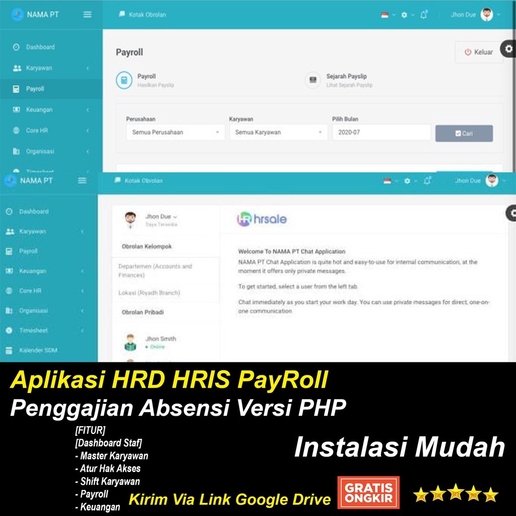 Jual Aplikasi HRD HRIS PayRoll Penggajian Absensi Versi PHP | Shopee Indonesia