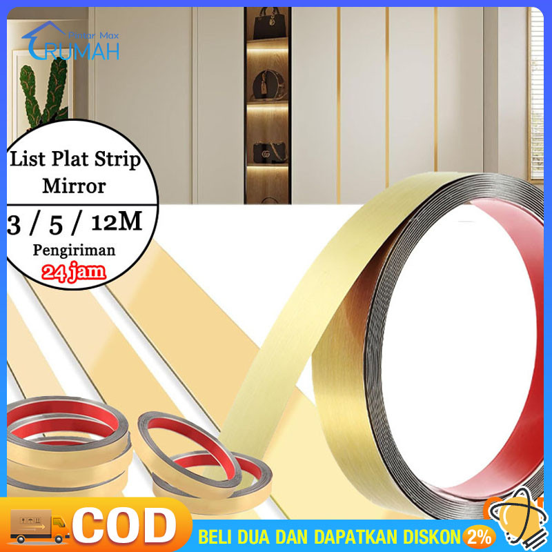 Jual 3/5/12M List Plat Strip Mirror Gold Stainless SS201 Steel Flat ...