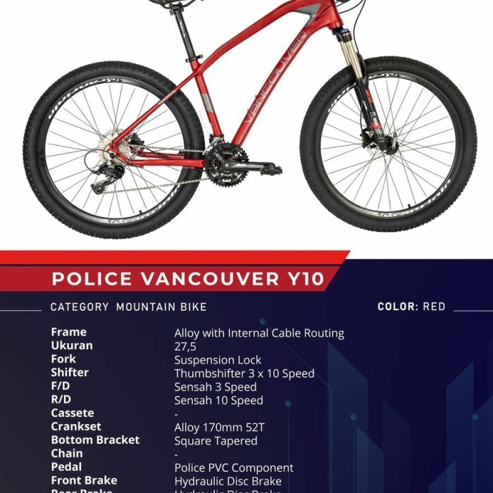 Jual sepeda gunung MTB police vancouver y10 | Shopee Indonesia