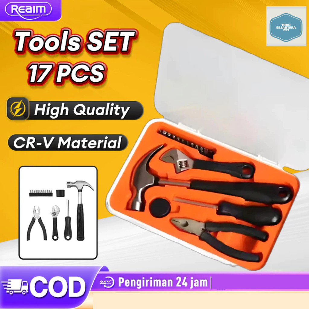 Jual Reaim Hand Toolset 17PCS Tool Kit - Tool Kit Set Toolkit Toolbox - Alat Rumah Tangga ...