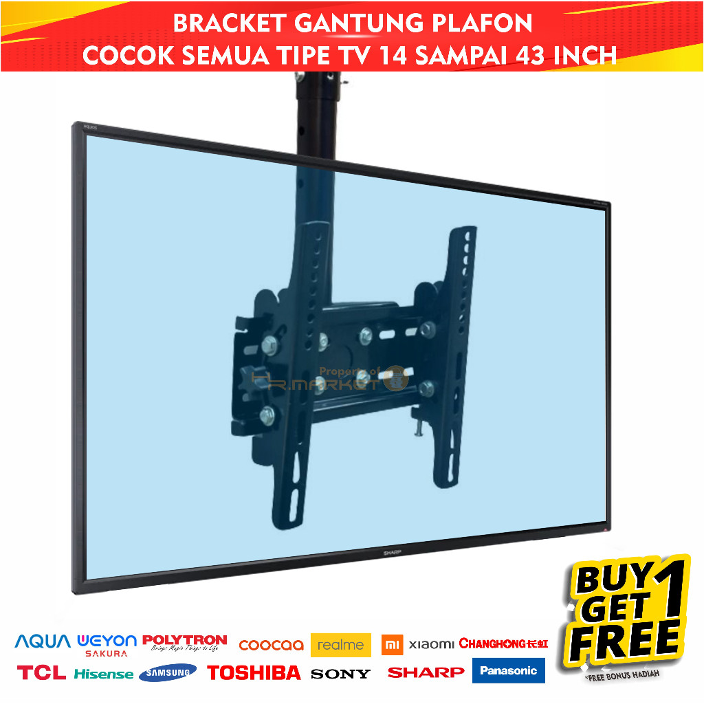Jual Bracket TV Ceiling Gantung 32 40 43 24 21 29 17 14 Inch Dijamin ...