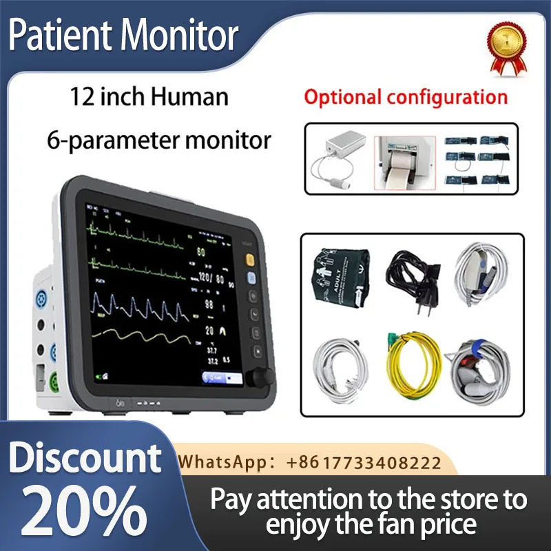 Jual 12 inch thin screen human 6-parameter monitor ECG/NIBP/PR/SPO2 ...