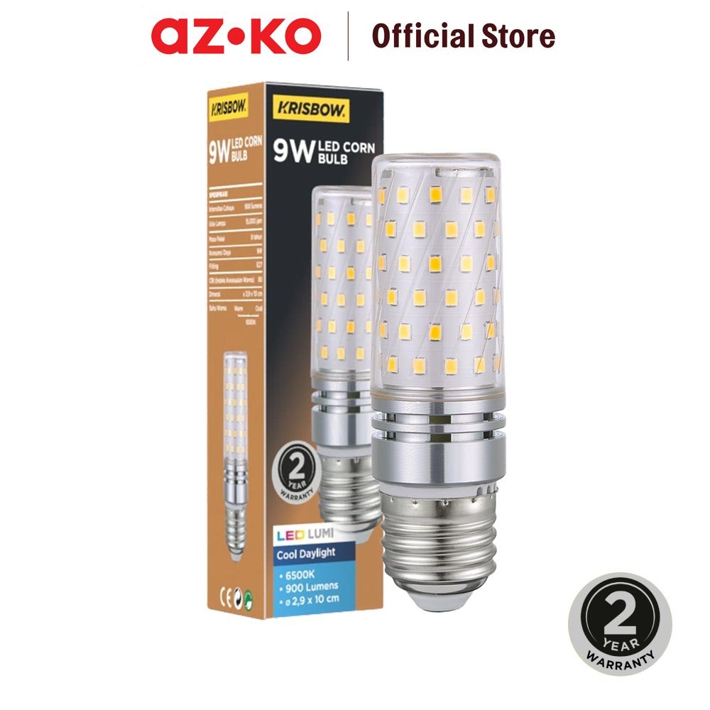 Jual AZKO Krisbow Bohlam Led 9 watt Warm White E27 - Kuning Bulb Lampu ...
