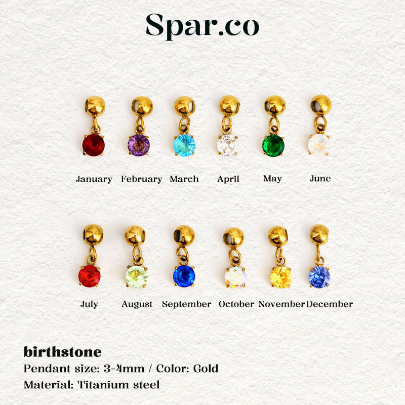 Jual Spar.co Gold Titanium Birth Stone Charm - Liontin Emas Bulan ...
