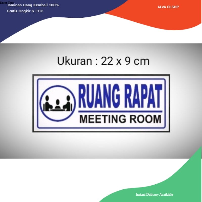Jual Sign sticker "Ruang Rapat" stiker tulisan ruang rapat sticker ...