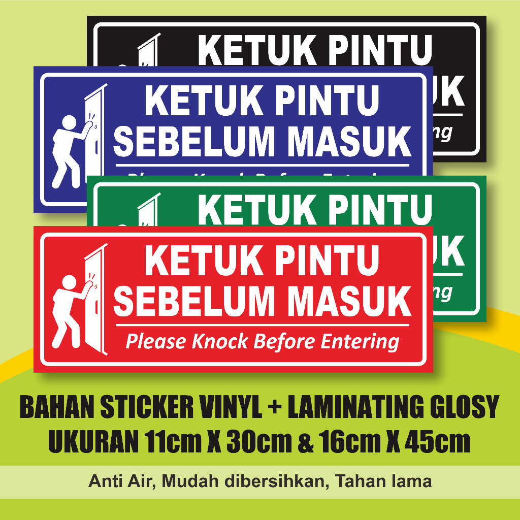 Jual STIKER KETUK PINTU SEBELUM MASUK + LAMINASI GLOSSY | Shopee Indonesia