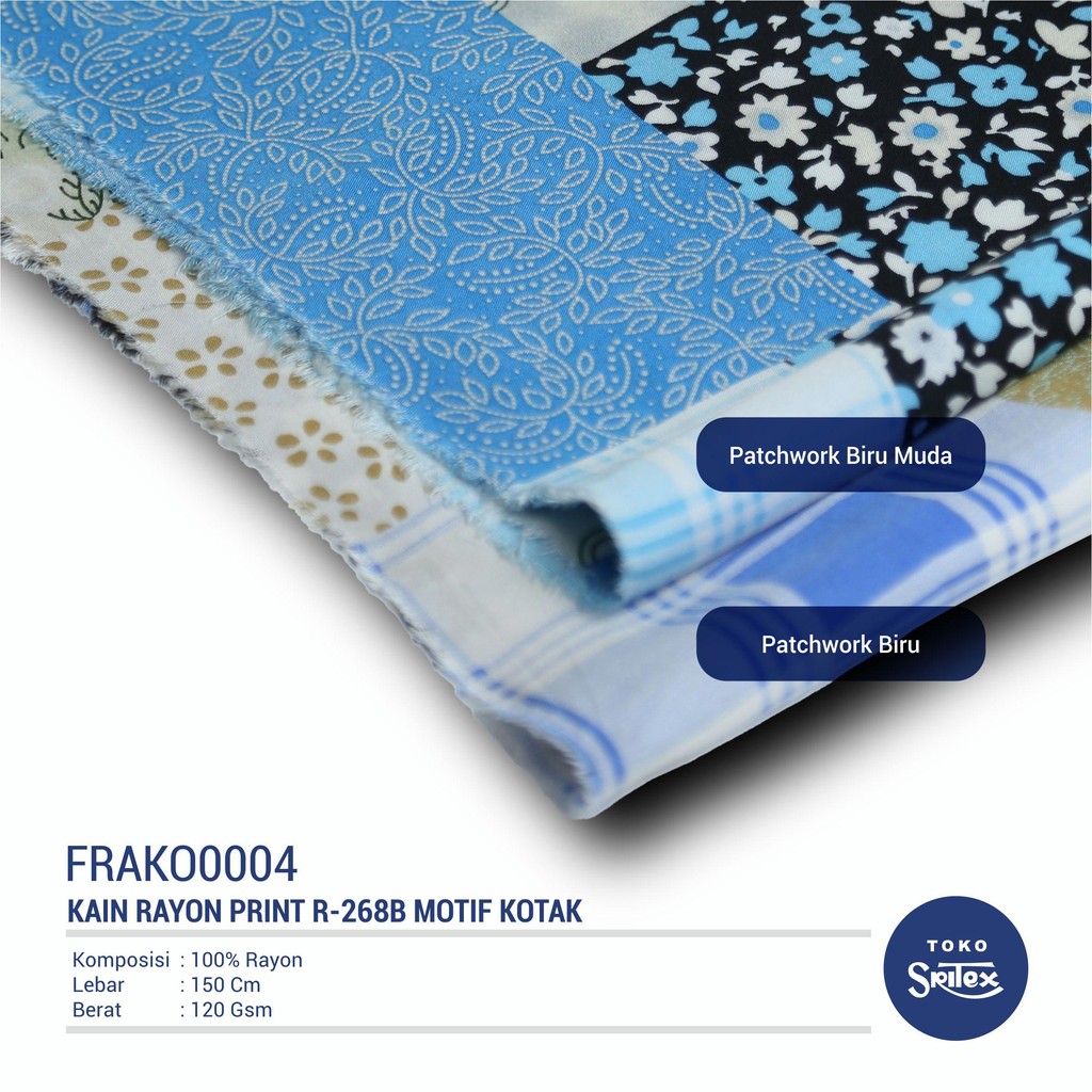 Jual Toko Sritex Kain Rayon Print Kotak Patchwork Premium Ekspor R268 ...