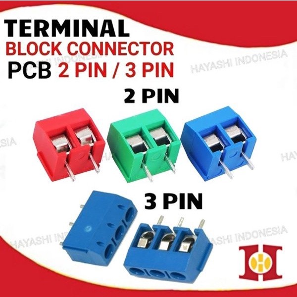 Jual Terminal Blok Block 2 3 Pin Skrup Screw PCB Pitch 5mm Kabel ...