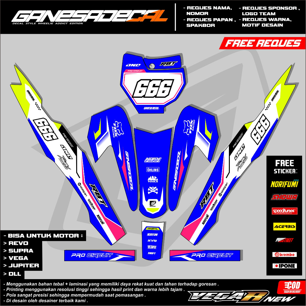 Jual Sticker RBT/GTX VEGA R NEW Stiker Striping Motor RBT Bebek Modif ...