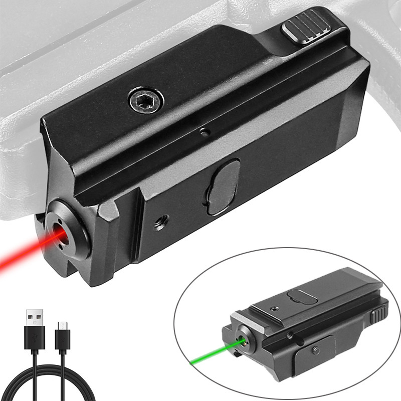 Jual USB Rechargeable Laser Sight Low Profile Compact Red Green Laser Sight for 20mm Picatinny ...
