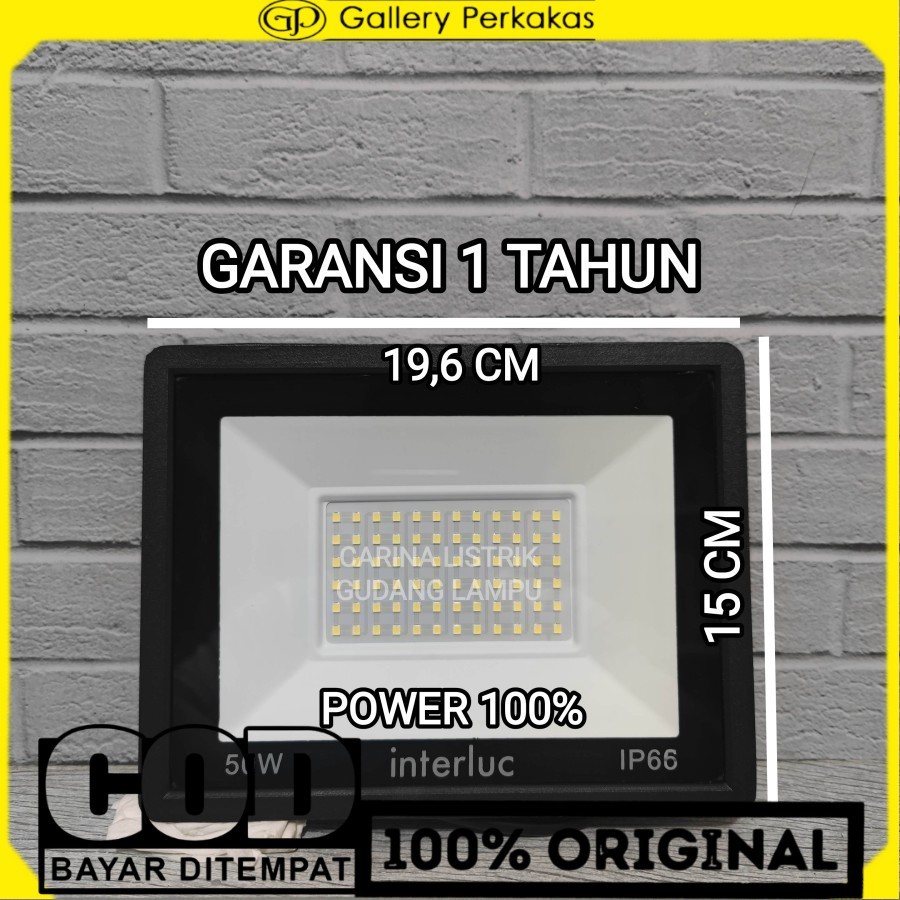 Jual INTERLUC LAMPU SOROT LED 50W 50 WATT FLOOD LIGHT LED TEMBAK OUTDOOR PUTIH 6500K | Shopee ...