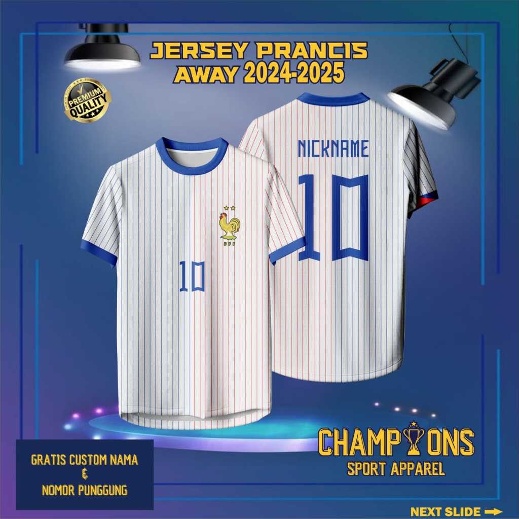 Jual Jersey TIMNAS FRANCE AWAY 2024-2025 Terbaru - Jersey MBAPPE EURO ...