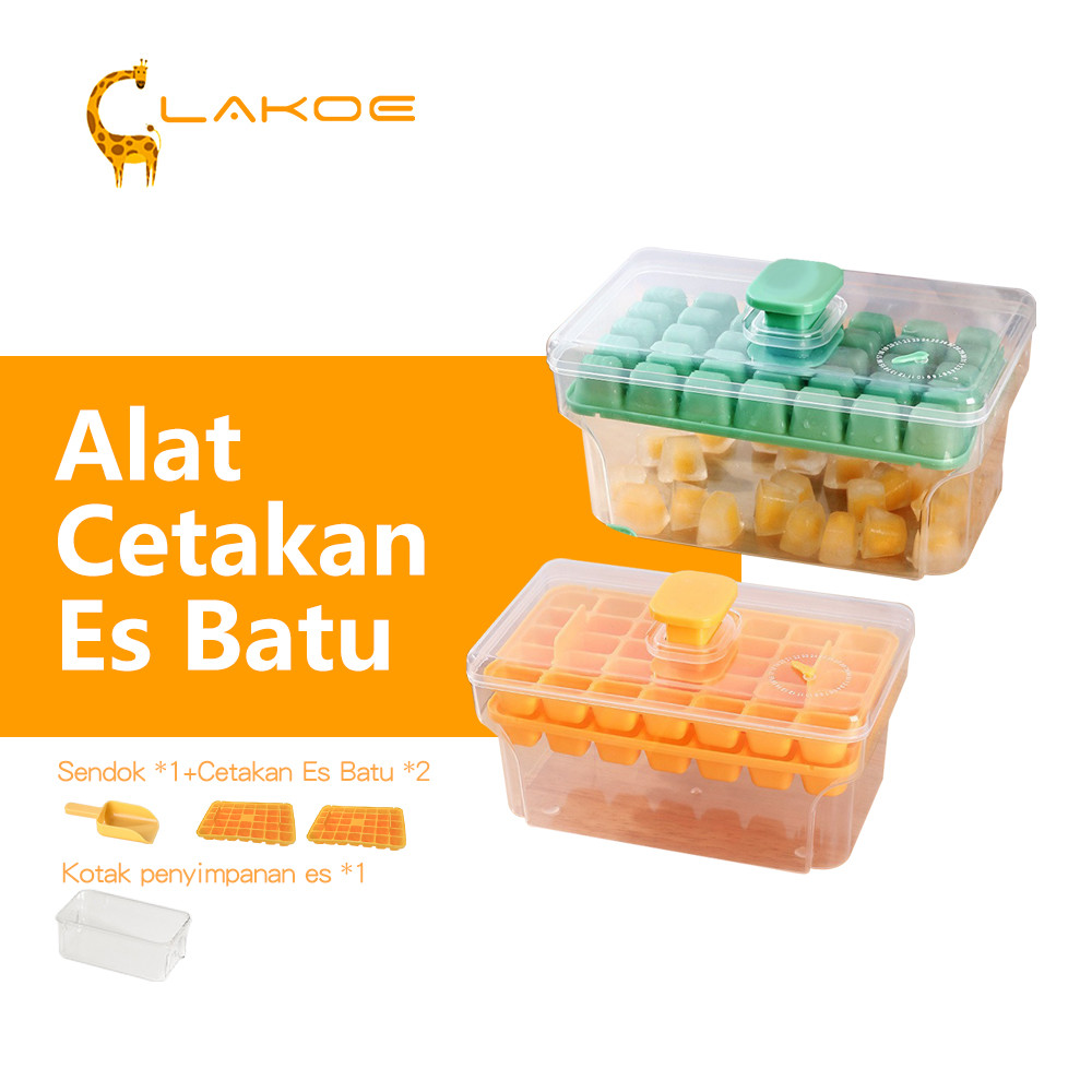 Jual LAKOEOFFICIALMALL Cetakan Es Batu Dengan Tutup 32 Grid 2 Tray ...