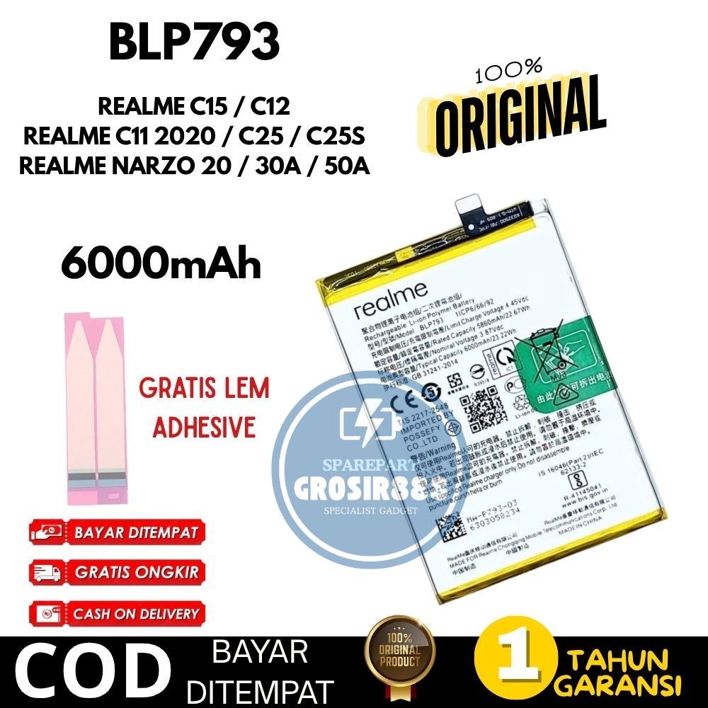 Jual BATERAI REALME C11 2020 / C12 / C15 / C25 / C25S / NARZO 20 30A ...