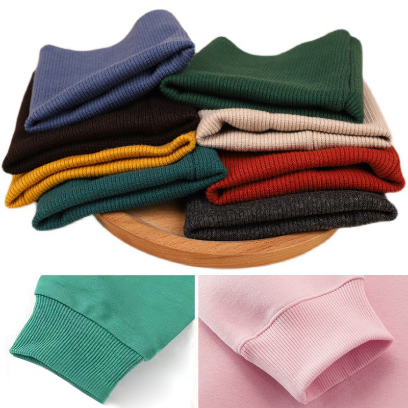 Jual 1PC Cotton Knitted Rib Fabric DIY Clothing Stretchy Threaded ...