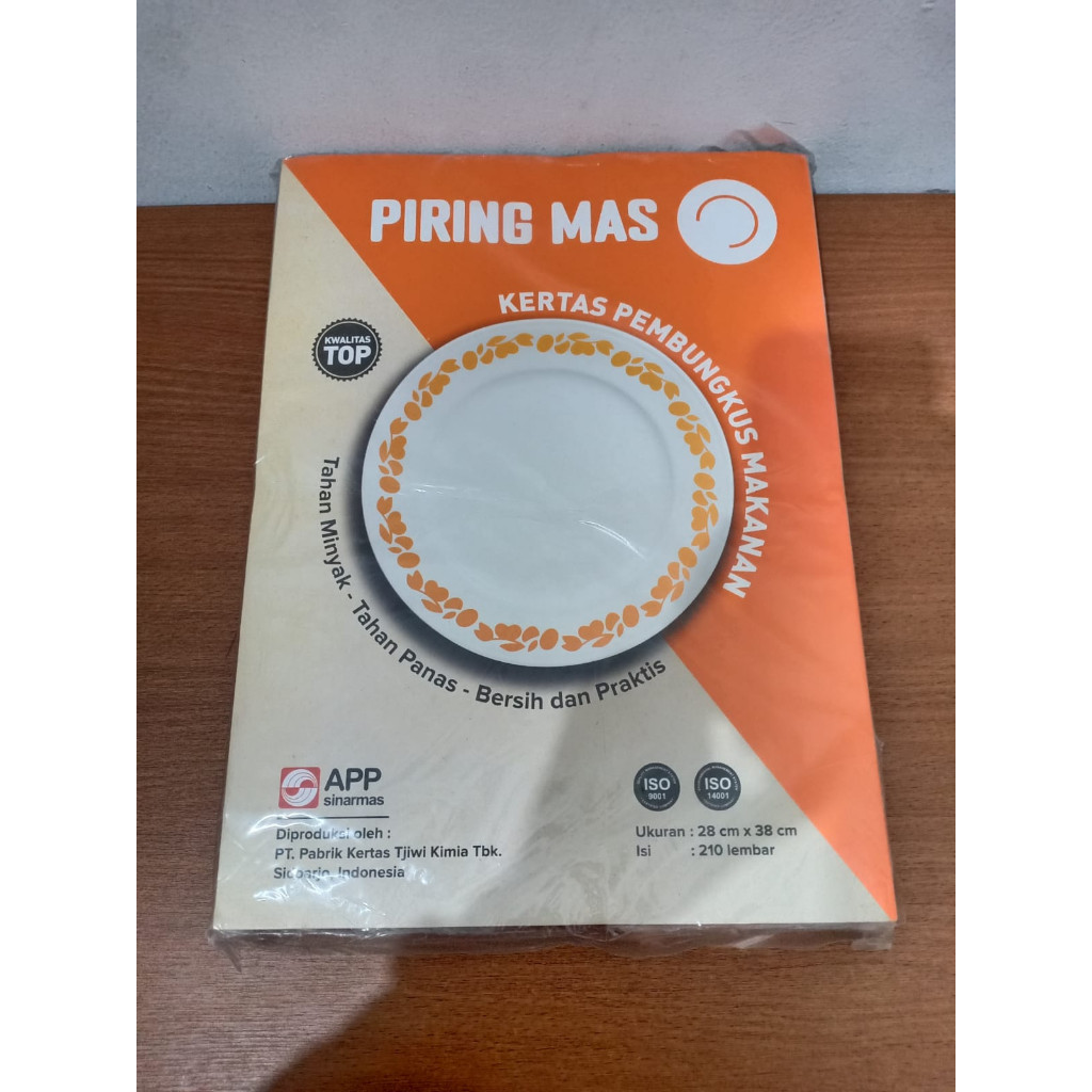 Jual Kertas Minyak/Nasi Bungkus Coklat Segi 28 X 38 Piring Mas Isi 210 ...