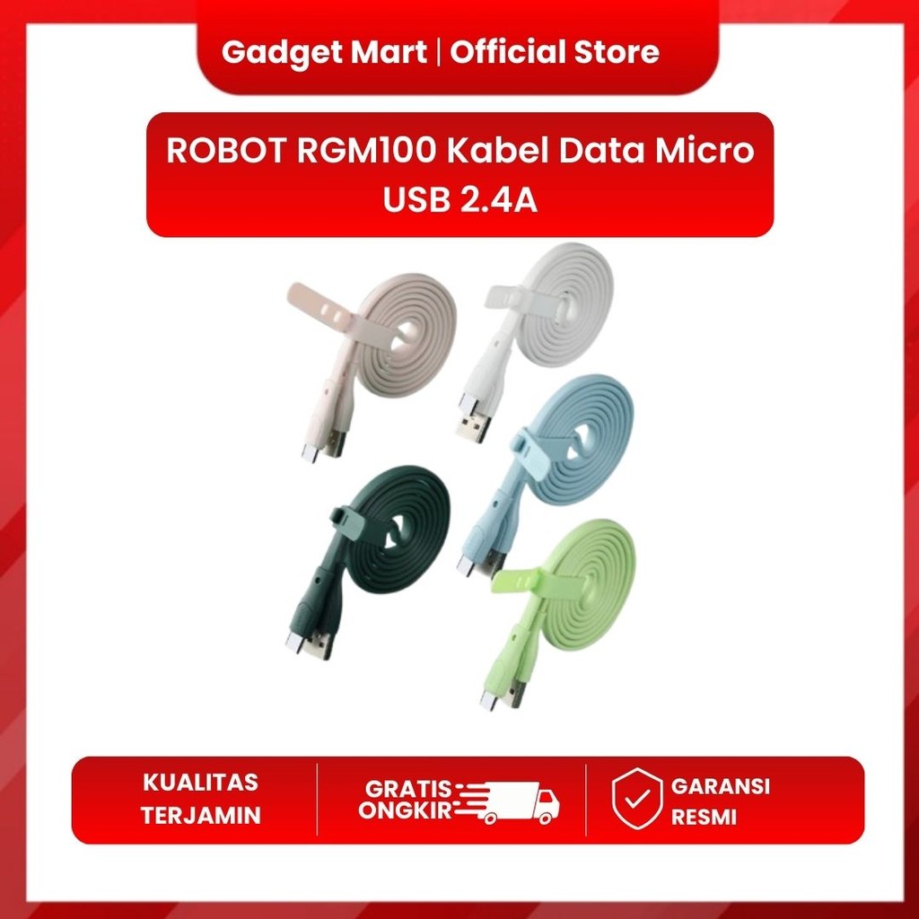 Jual ROBOT RGM100 Kabel Data Micro USB 2.4A Android Cable 1meter ...