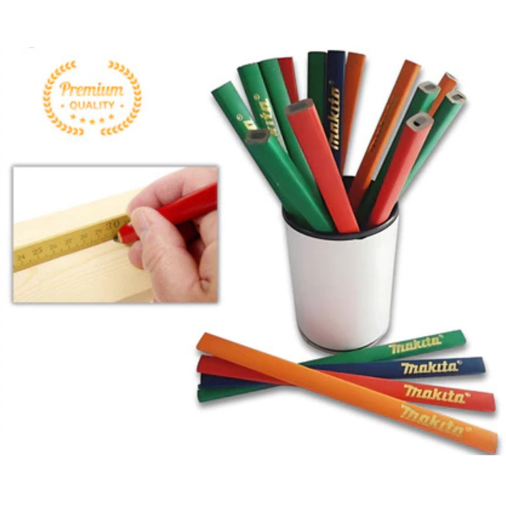 Jual Pensil Tukang Makita – Pensil Kayu Bangunan Warna Merah Kuning ...