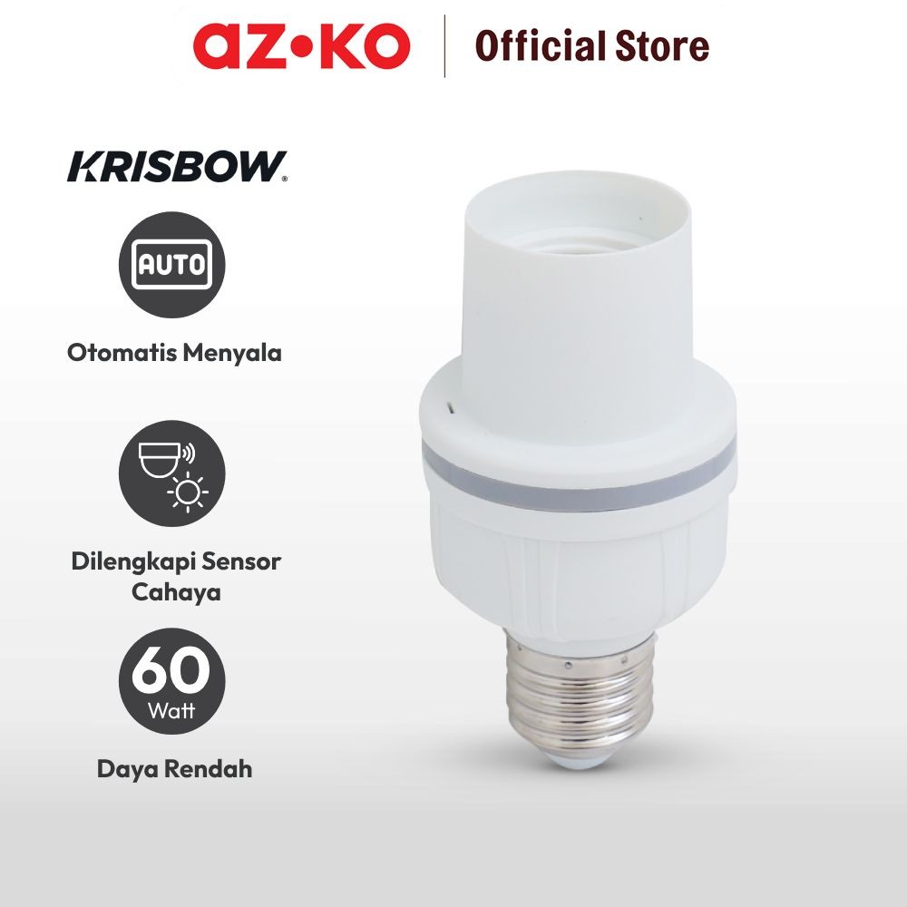 Jual AZKO Krisbow Fitting Lampu Dengan Sensor Cahaya E27 Lamp Holder ...