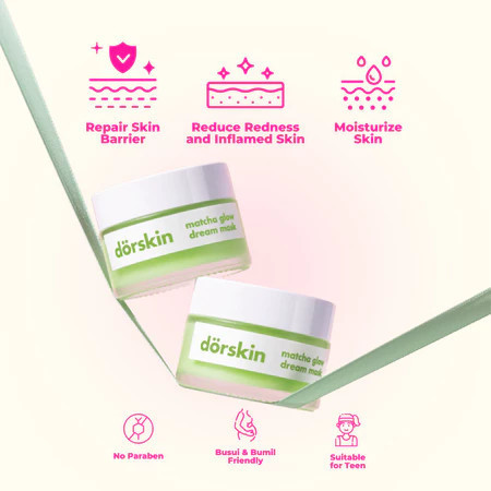 Jual DORSKIN MATCHA GLOW DREAM MASK PINK BLISS MOISTURIZER Dorskin ...
