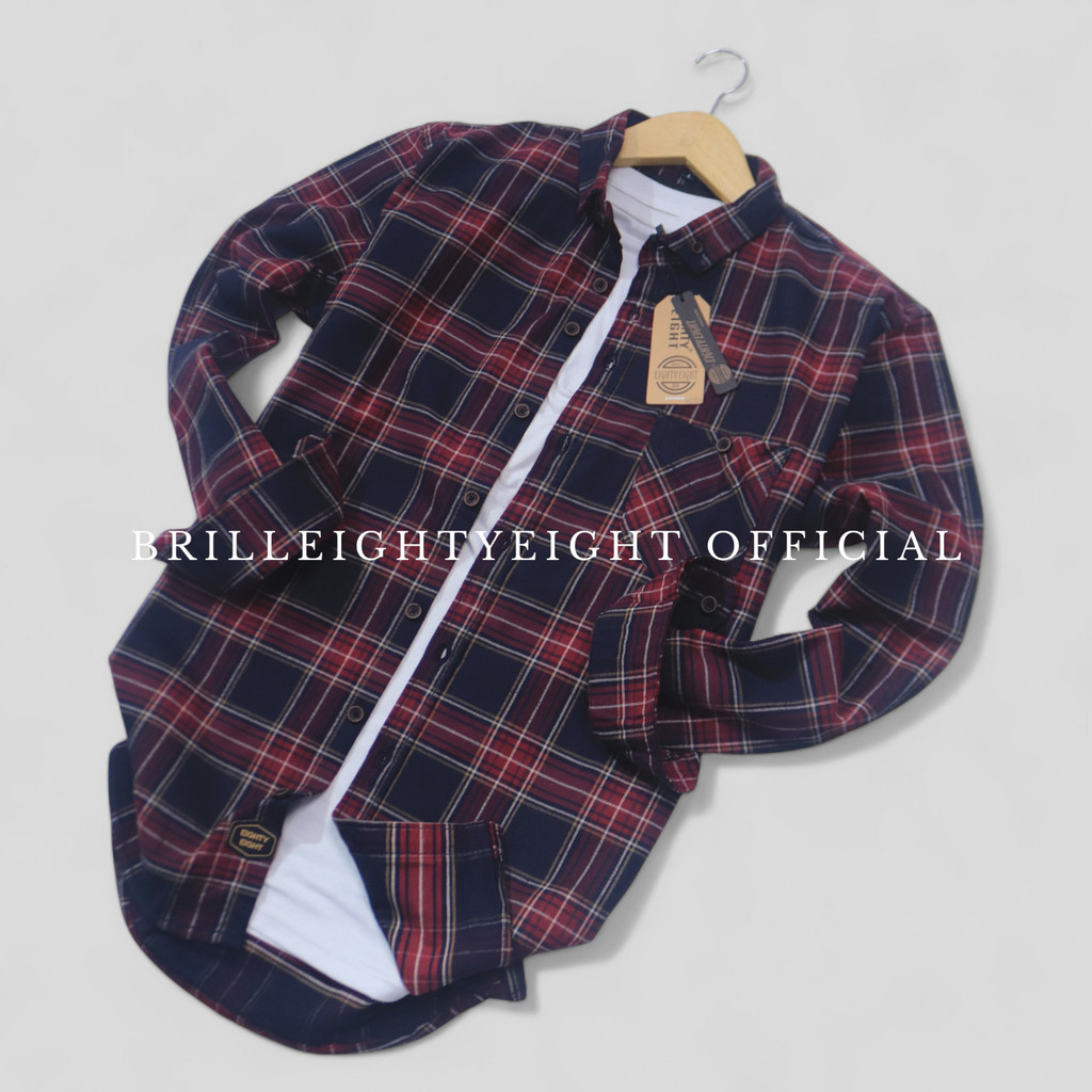 Jual Brill Eighty Eight - Kemeja Flanel Panjang Premium Dnavy Mrn Wht Mst 88 L3766 | Shopee ...