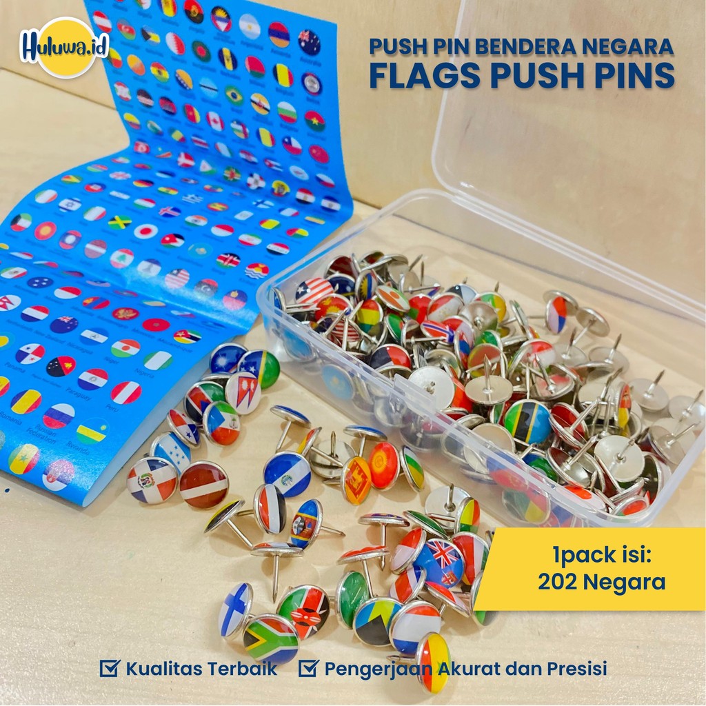 Jual Push Pin Peta Bendera Negara / Flags Push Pins For Wood World Map ...