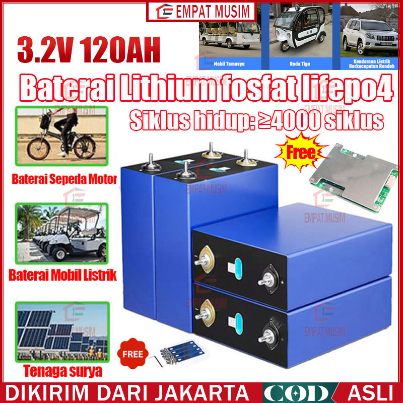 Jual FREE BMS Baterai Lifepo4 3.2v/12v 30AH/120AH Baru Elektrik Baterai Lithium LIFEPO4 3.2V ...