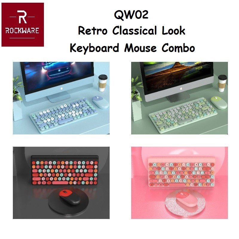Jual GROSIRUNIK99 ROCKWARE RW-QW02 - Wireless 2.4G Keyboard Mouse Combo - Retro Design | Shopee ...
