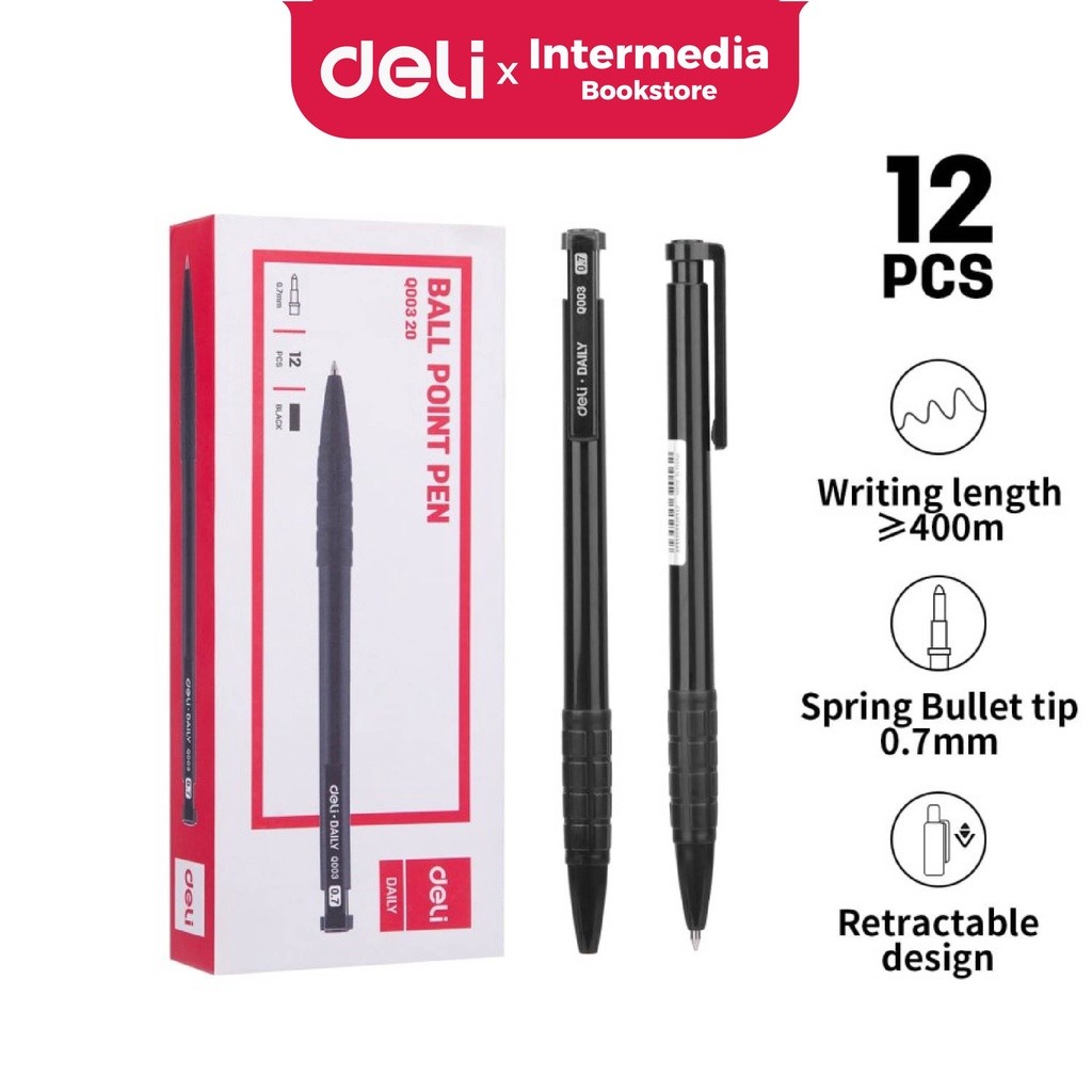 Jual Pena / pulpen Deli EQ00320 - 0.7mm Hitam | Shopee Indonesia