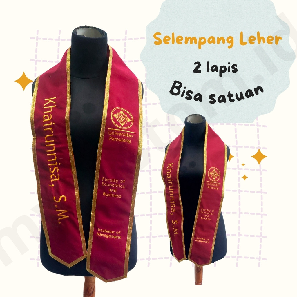 Jual Selempang Sash Wisuda Bordir model Leher/ Kalung Custom Bahan ...