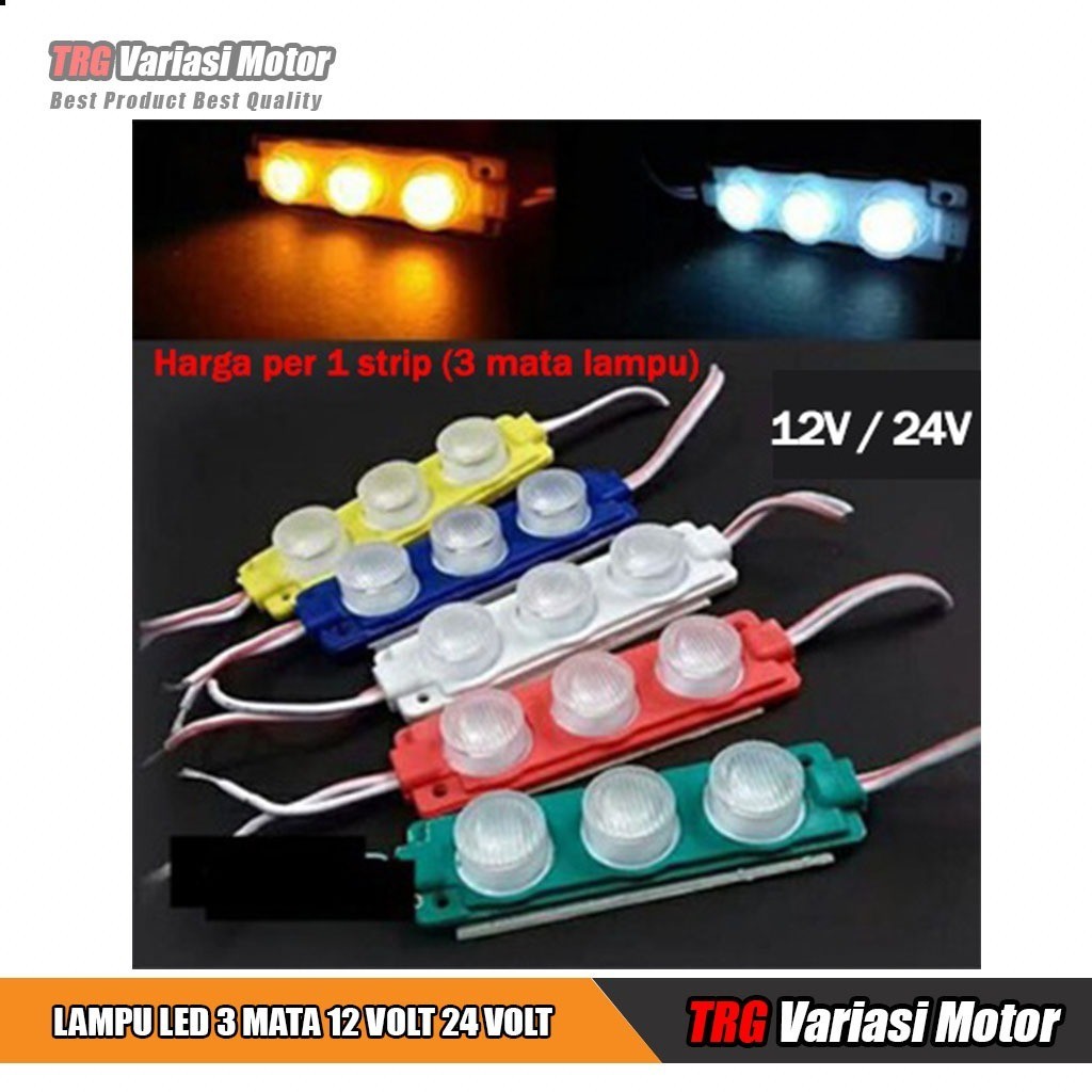 Jual Lampu Led 3 Mata 12 Volt 24 Volt Waterproof 7 Varian Warna ...