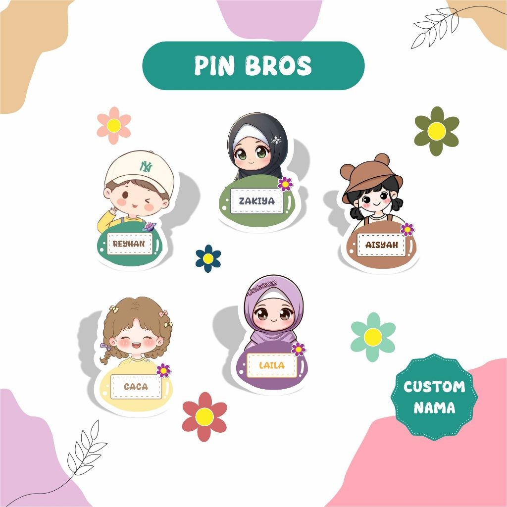 Jual Pin Bros Akrilik Custom Nama Karakter Lucu / Nama dada Nametag ...