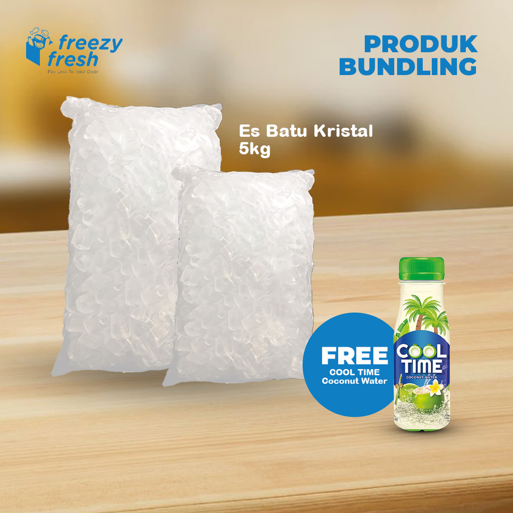 Jual Es Batu Kristal 5kg FREE Cool Time Coconut Water (1 pcs) | Shopee ...