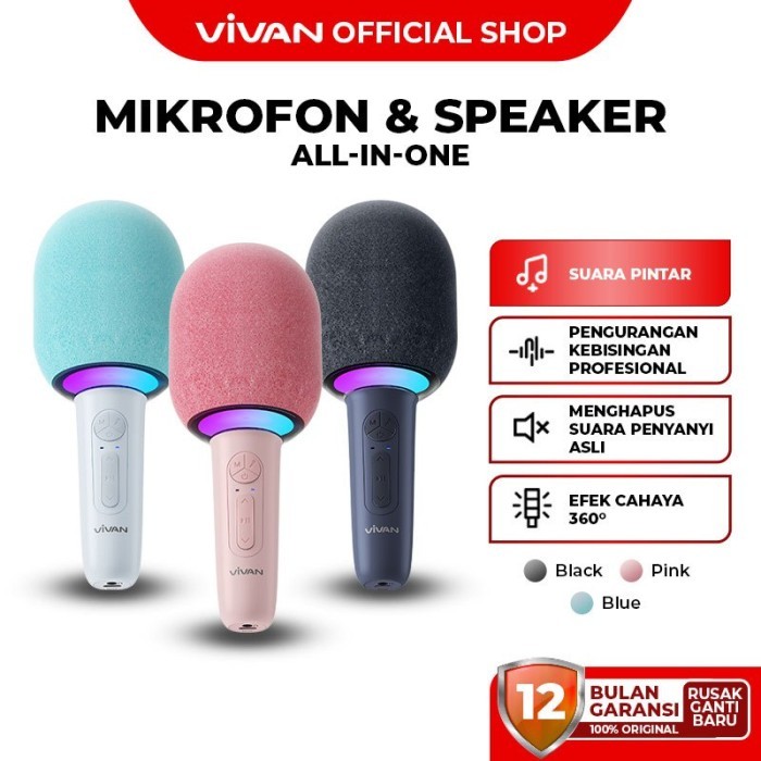 Jual VIVAN VS9 Bluetooth Speaker Portable Microphone Karaoke 360 RGB ...