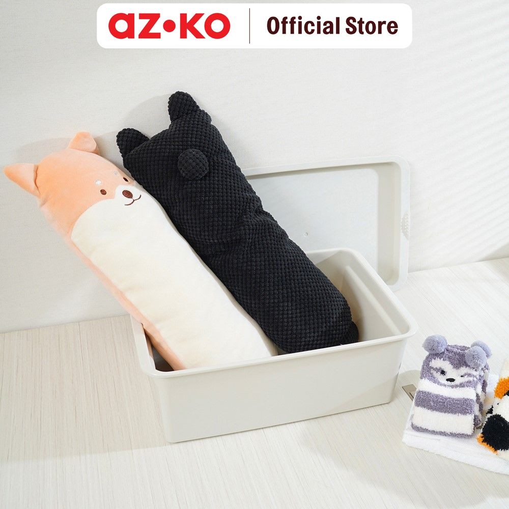 Jual AZKO Ataru 41x28x15 cm Kotak Penyimpanan Dengan Tutup - Krem Kotak ...