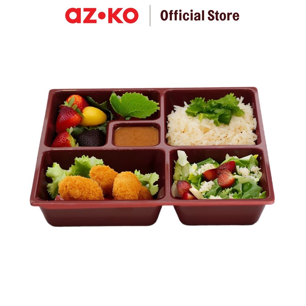 Jual AZKO Krischef Kotak Makan 4 Sekat Dengan Wadah Saus - Merah Lunch ...