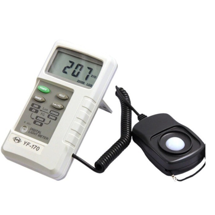 Jual TENMARS YF-170 Light Meter auto range 0.1 to 20000 LUX Foot Candle met | Shopee Indonesia