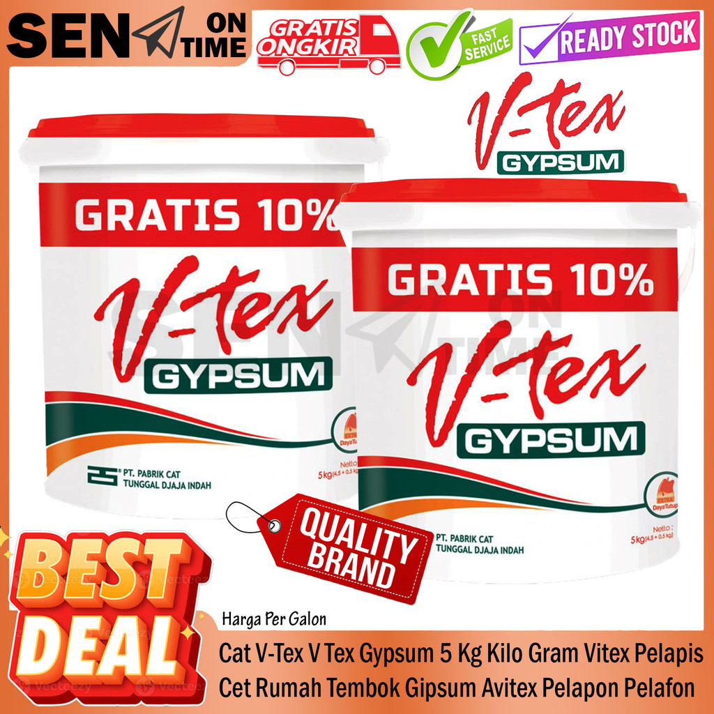 Jual Cat V-Tex Gypsum 1315 Putih Vinyl Acrilic Acrylic Cet 5 Kg Kilo ...