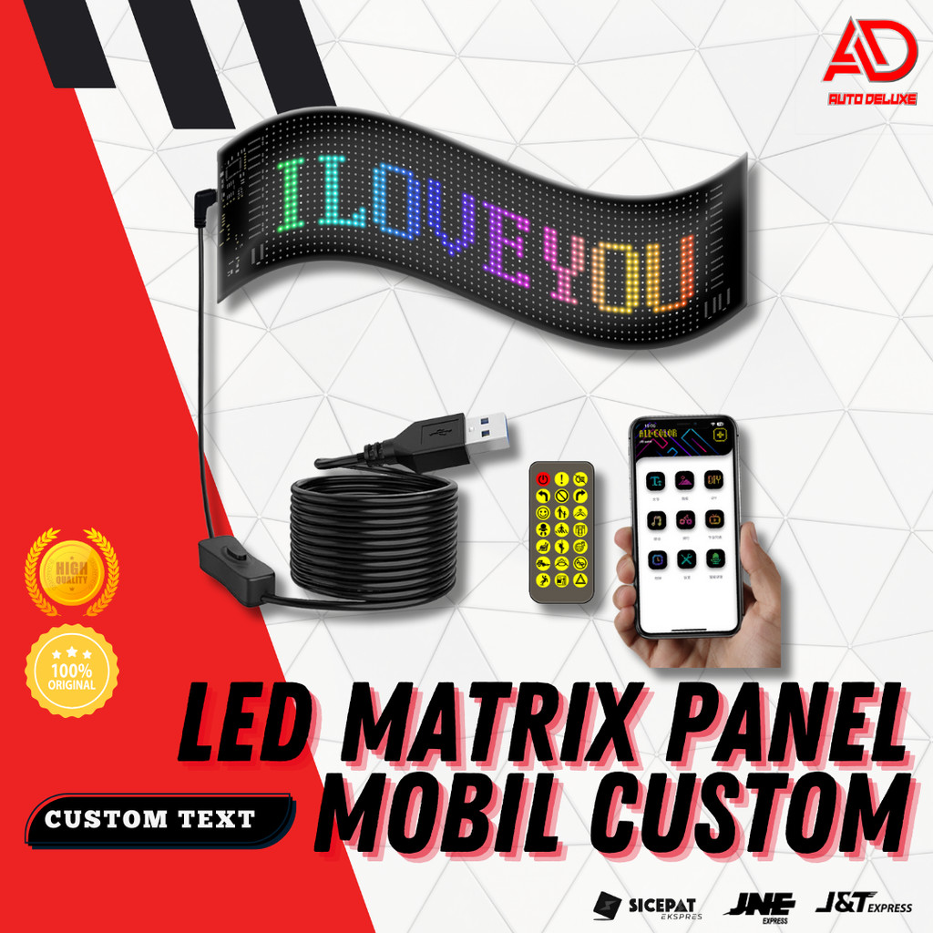 Jual LED Strip Matrix Panel Custom Text/Tulisan USB Bluetooth Layar ...