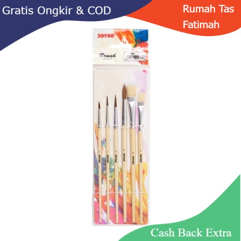 Jual Promo (ISI 6) SET KUAS LUKIS MEREK JOYKO / BRUSH / KUAS CAT AIR ...