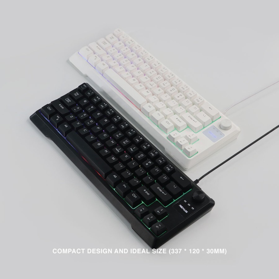 Jual KEYBOARD GAMING REXUS K65 WHITE (LED RAINBOW, MEMBRANE, 60% LAYOUT ...