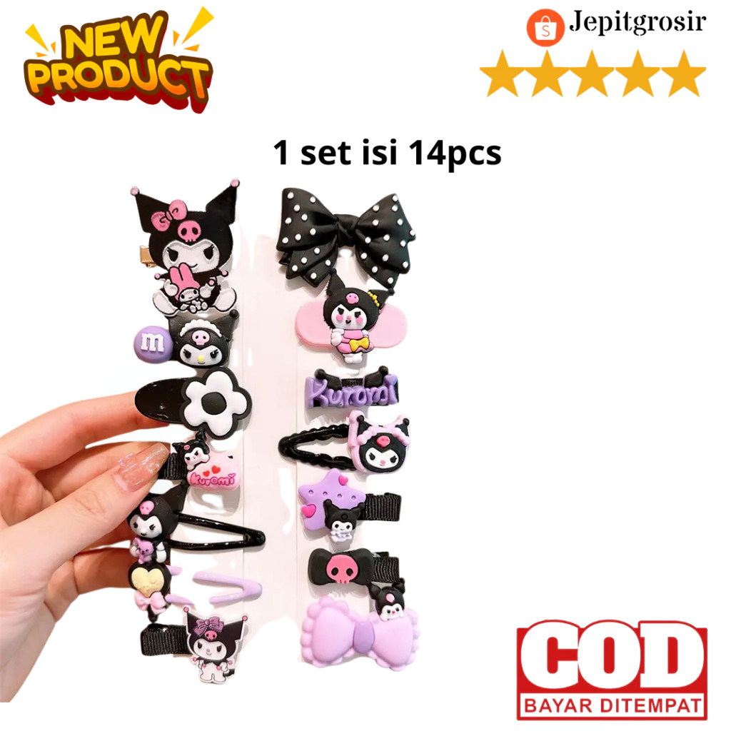 Jual Jepit GrosirJK-14-03 Set Jepit Rambut Anak Cewek Perempuan 1 Set isi 14 pcs Karakter Sanrio ...