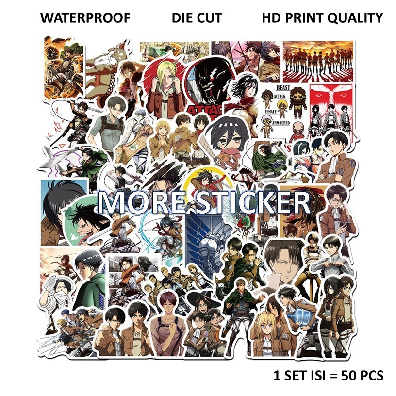 Jual ISI 50 PCS STICKER PACK MOTIF ANIME AOT ATTACK ON TITTAN EREN ...