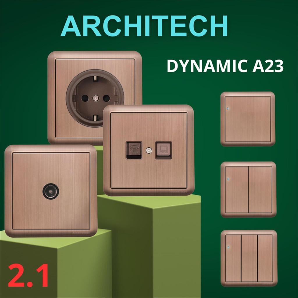 Jual ARCHITECH SAKLAR DYNAMIC A23 BROWN SERIES / STOP KONTAK / SAKLAR ...