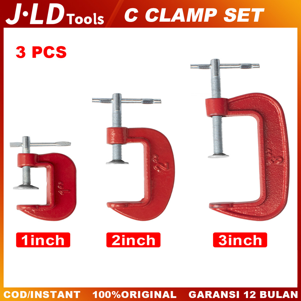 Jual JLD 3Pcs C Clamp Set 1-2-3 Inch Alat Penjepit Klem Kayu/Penjepit ...