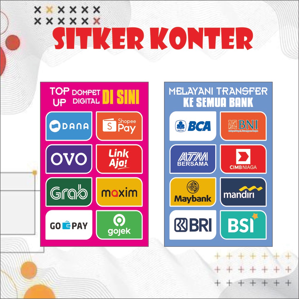 Jual CETAK STIKER POSTER KONTER EWALET & BANK (STIKER POSTER) | Shopee ...