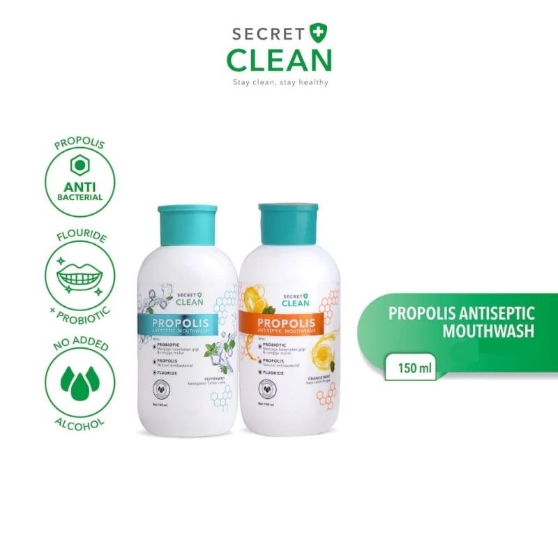 Jual SECRET CLEAN - Propolis Antiseptic Moutwash 150ml | Shopee Indonesia